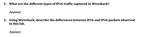 Solved What Are The Different Types Of Ipv6 Traffic Captured In