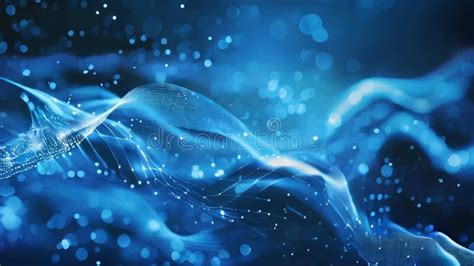 Animation Of A Abstract Background With Blue Waves With Glowing Particles Stock Footage Video
