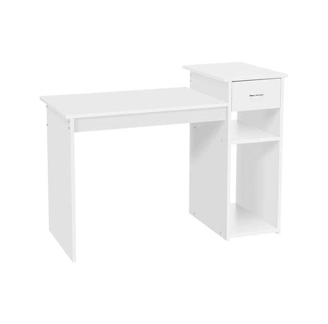 Bulyaxia Small White Computer Desk With Drawers And Printer Shelves