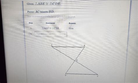 Solved Given Abe Cde Prove Ac Bisects Bd Noter Chegg