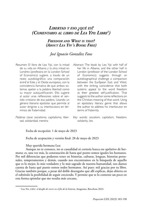 Pdf Libertad Y Eso ¿quÉ Es Comentario Al Libro De Lea Ypi Libre1