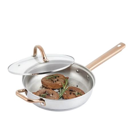 Sartén 24 Cm Universal Acero Inoxidable Con Tapa De Vidrio