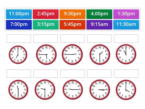 Match The Digital Time To The Correct Clock Match Up