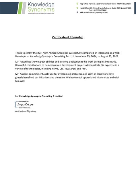 asim ahmad ansari on linkedin internship knowledgesynonyms