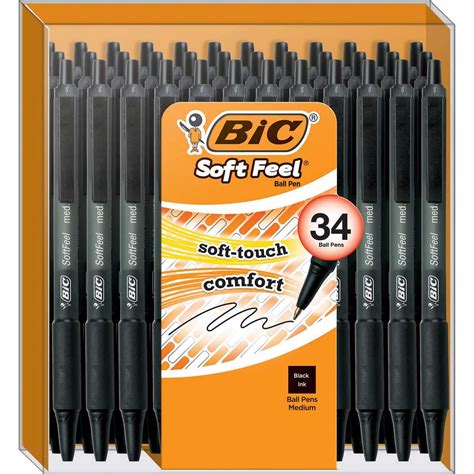 Bic Soft Feel Retractable Ballpoint Pen Medium Point 10mm Black Ink