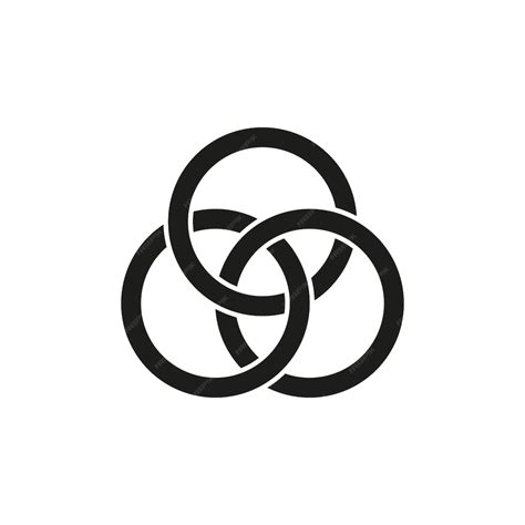 interlocking rings icon abstract black circles geometric vector design simple symbolic shape