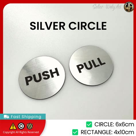 Push And Pull Sign Brushed Gold Silver Door Signage Deco Office Sign Cafe
