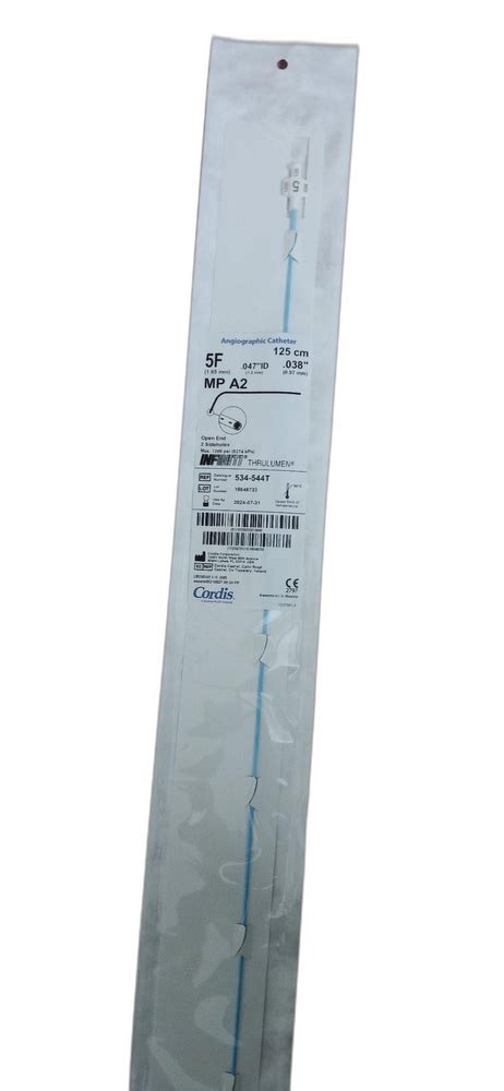 Straight Single 125 Cm Cordis 5f Mp A2 Angiographic Catheter For
