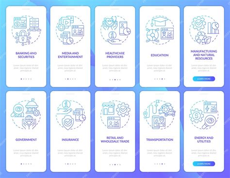 Premium Vector Big Data Applications Blue Gradient Onboarding Mobile App Screen Set
