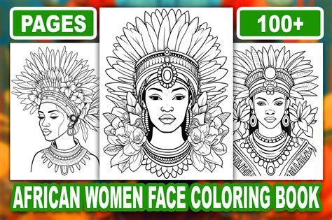 African Women Face Coloring Book Kdp Graphic By Ekradesign · Creative