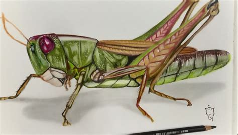 How To Draw Realistic Grasshopper Step By Step Realistic Grasshopper Drawing