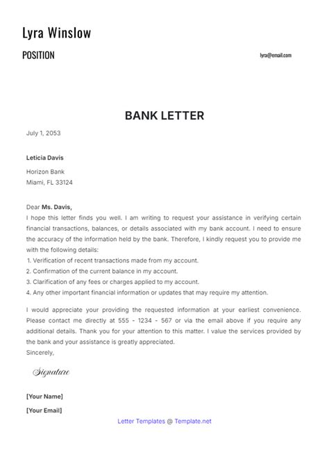 Free Bank Letter Template To Edit Online