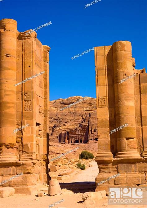 The Royal Tombs Seen Through Roman Columns Of The Collonaded Street At