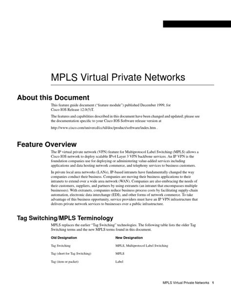 Mpls Virtual Private Networks About This Document Pdf Virtual