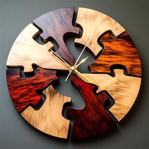 Premium Ai Image Wood Carving Puzzle Clock