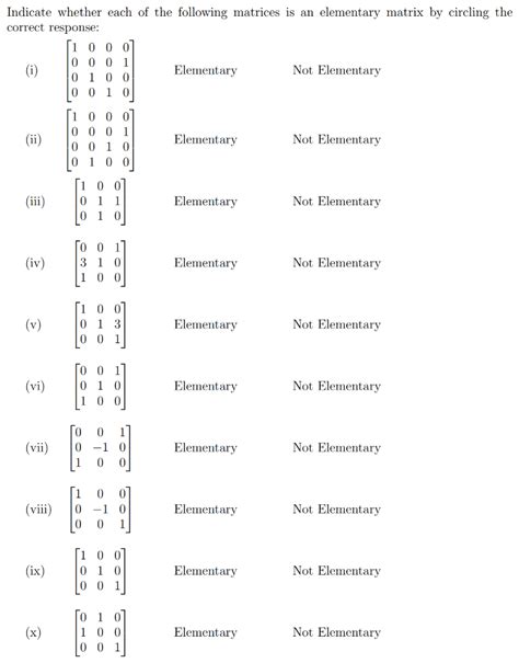 solved indicate whether each of the following matrices is an