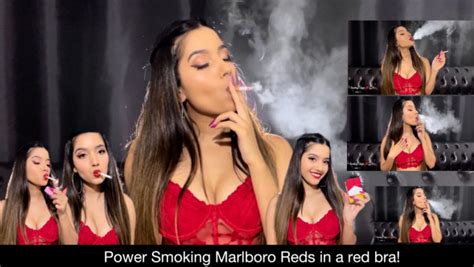Smokingangie Power Smoking Marlboro Reds In A Red Bra Manyvids
