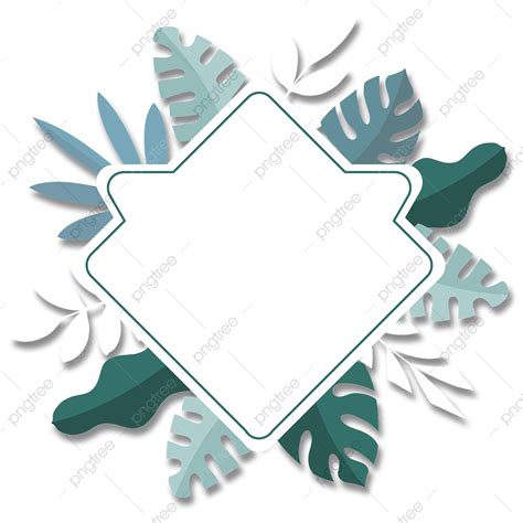 Corte De Papel De Verano Hojas Tropicales Frontera Decoración Azul Png