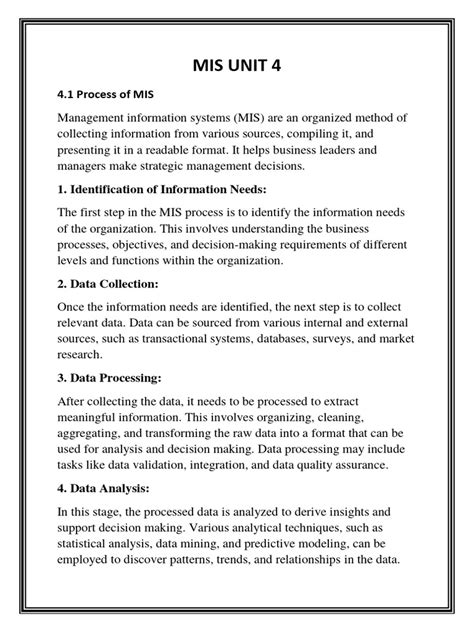 Mis Unit 4 Pdf Management Information System Data Analysis