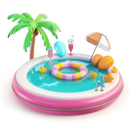 Inflatable Pool Paradise Summer Fun In A Tiny Pool Stock Illustration