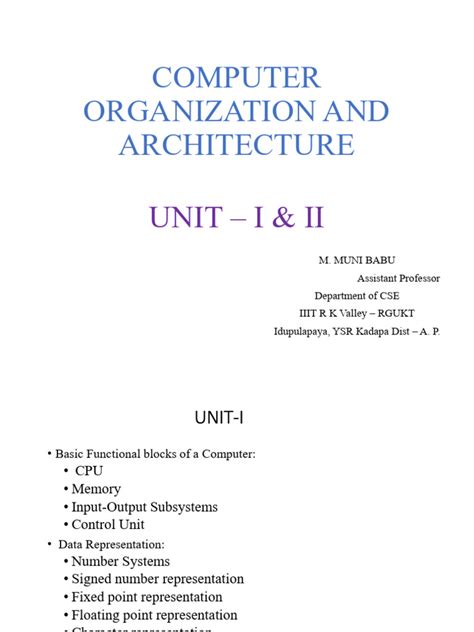 Coa Unit I And Unit Ii00 1 Pdf Central Processing Unit Subtraction