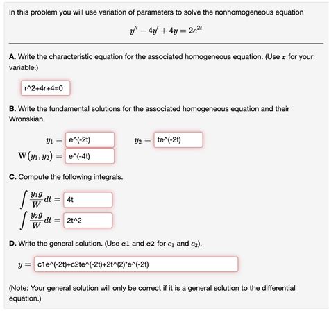 Solved In This Problem You Will Use Variation Of Parameters Chegg Com