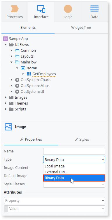 データベースに保存された画像を表示する OutSystems 11 ドキュメンテーション