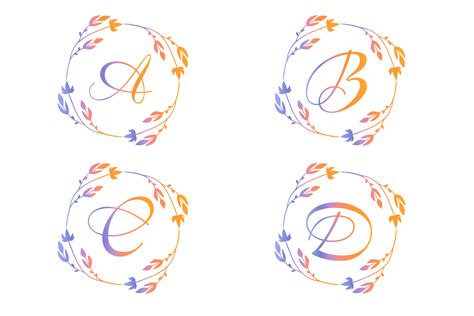 Set Monogram Gradiant Color Graphic By Maodesignku · Creative Fabrica