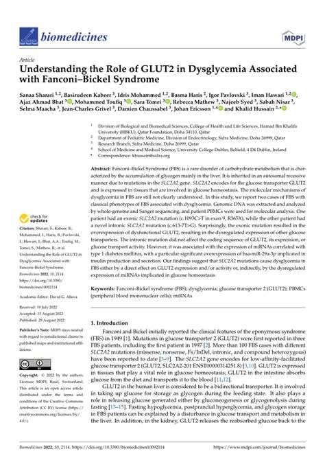 Pdf Understanding The Role Of Glut In Dysglycemia Associated With
