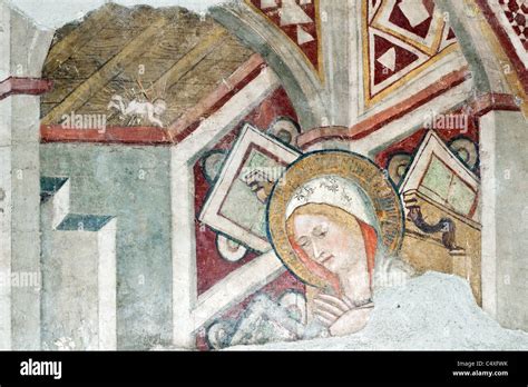 Detail Of A Fresco Depicting The Annunciation Church Of San Marco In