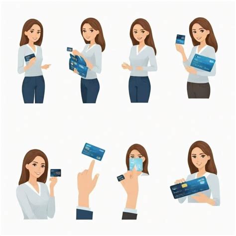 Person Swiping A Credit Card Vector Set White Background Isolated