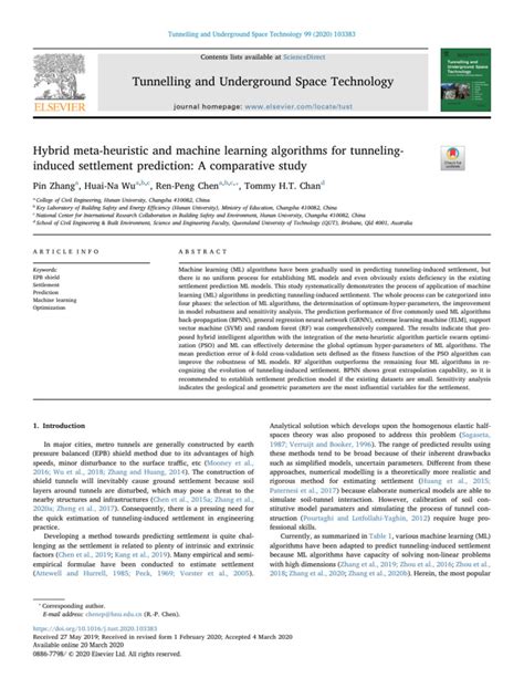 83 Hybrid Meta-Heuristic and Machine Learning Algorithms For Tunneling ...