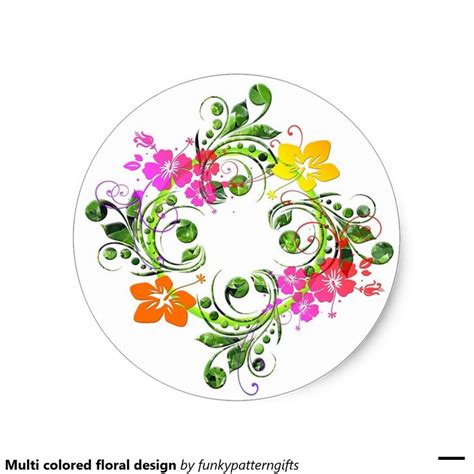 Multi Colored Floral Design Classic Round Sticker Zazzle Round
