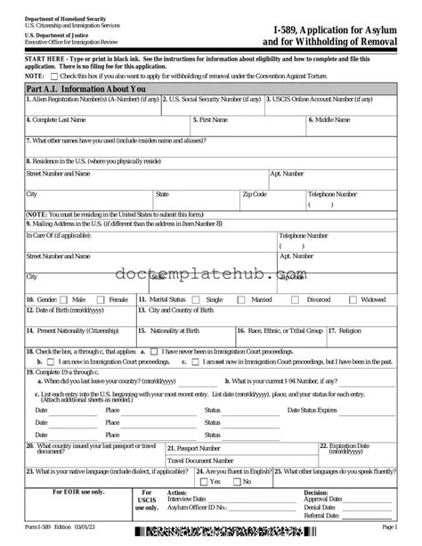 Fill Your Uscis I 589 Template Here Document Templates Hub