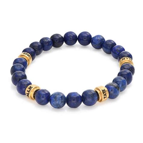 Leo Personalized Lapis Bracelet For Men In 18k Gold Vermeil Myka