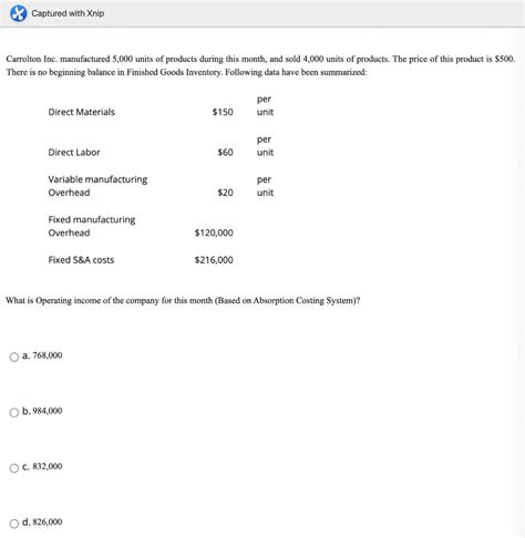 solved captured with xnip question 11 carrolton inc