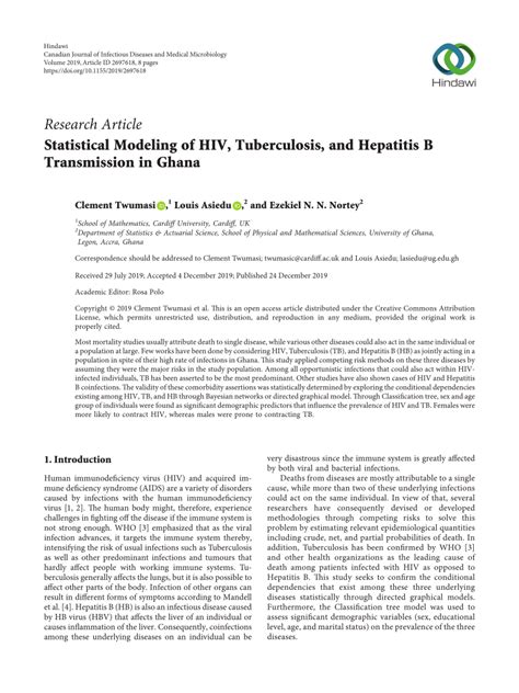 Pdf Statistical Modeling Of Hiv Tuberculosis And Hepatitis B Transmission In Ghana
