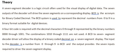 Solved Theory A Seven Segment Decoder Is A Logic Circuit Chegg