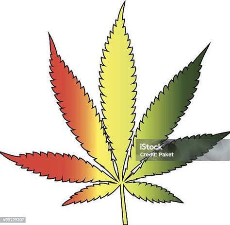 Daun Ganja Dengan Warna Bendera Rastafarian Vertikal Ilustrasi Stok