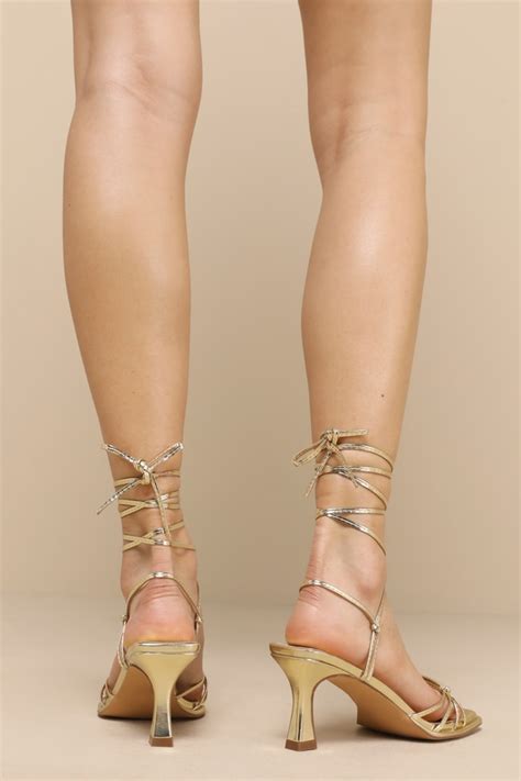 Gold High Heels Lace Up High Heel Sandals Strappy Sandals Lulus