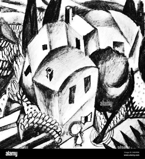 A Visually Striking Monochromatic Depiction Showcasing Abstract Houses Elegantly Set In A Richly