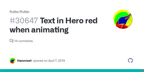 Text In Hero Red When Animating · Issue 30647 · Flutterflutter · Github