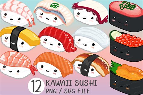 Kawaii Sushi Japan Food Cute Png Svg Clip Art Inspire Uplift