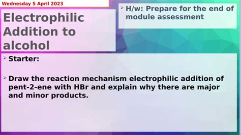 Aqa Chemistry A Level Alkenes Teaching Resources