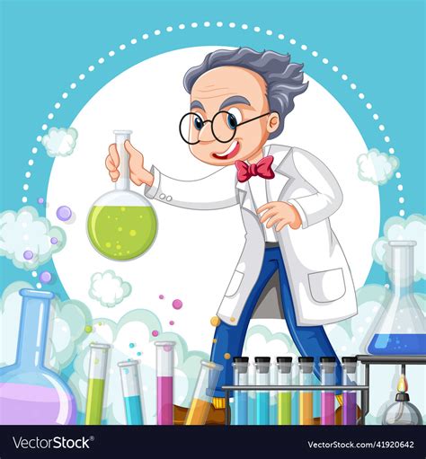 A Scientist Experiment In The Lab On Template Vector Image