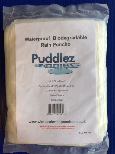 Adult Clear Biodegradable Poncho Wholesale Rain Ponchos For Festivals