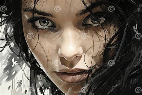 Fashion Portrait Of A Beautiful Young Woman With Long Black Hair Ai