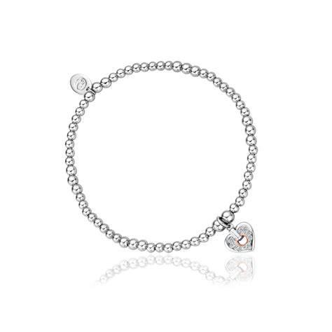 Clogau Silver Cariad Sparkle Heart Affinity Bead Bracelet Jeweller In Harrogate Yorkshire