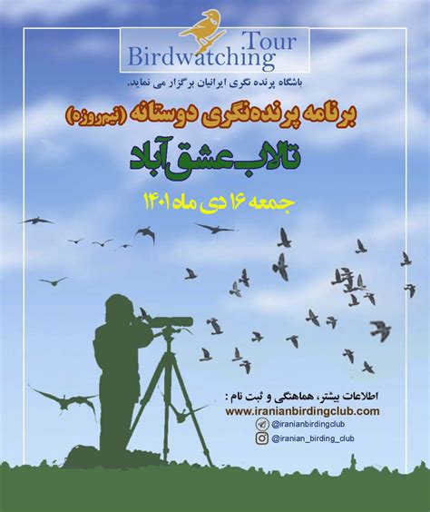 برنامه پرندهنگری دوستانه در تالاب عشق آباد جمعه 16 دی ماه 1401