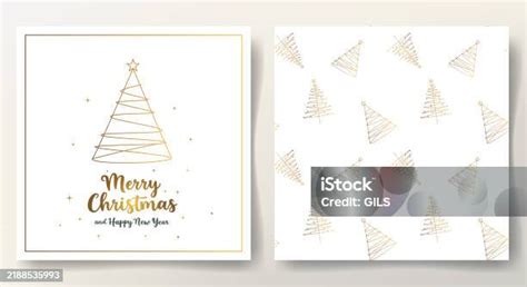 심플한 메리 크리스마스 카드와 황금 크리스마스 트리와 글자가 있는 완벽 한 패턴 미니멀리즘 크리스마스 템플릿입니다 0명에 대한